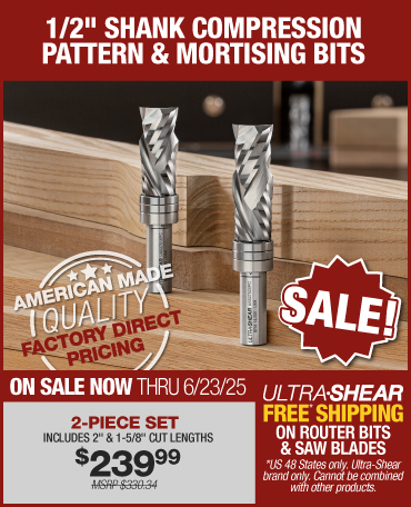 Ultra-Shear Router Bits - Woodpeckers | Category: Finger Grip Groove Round